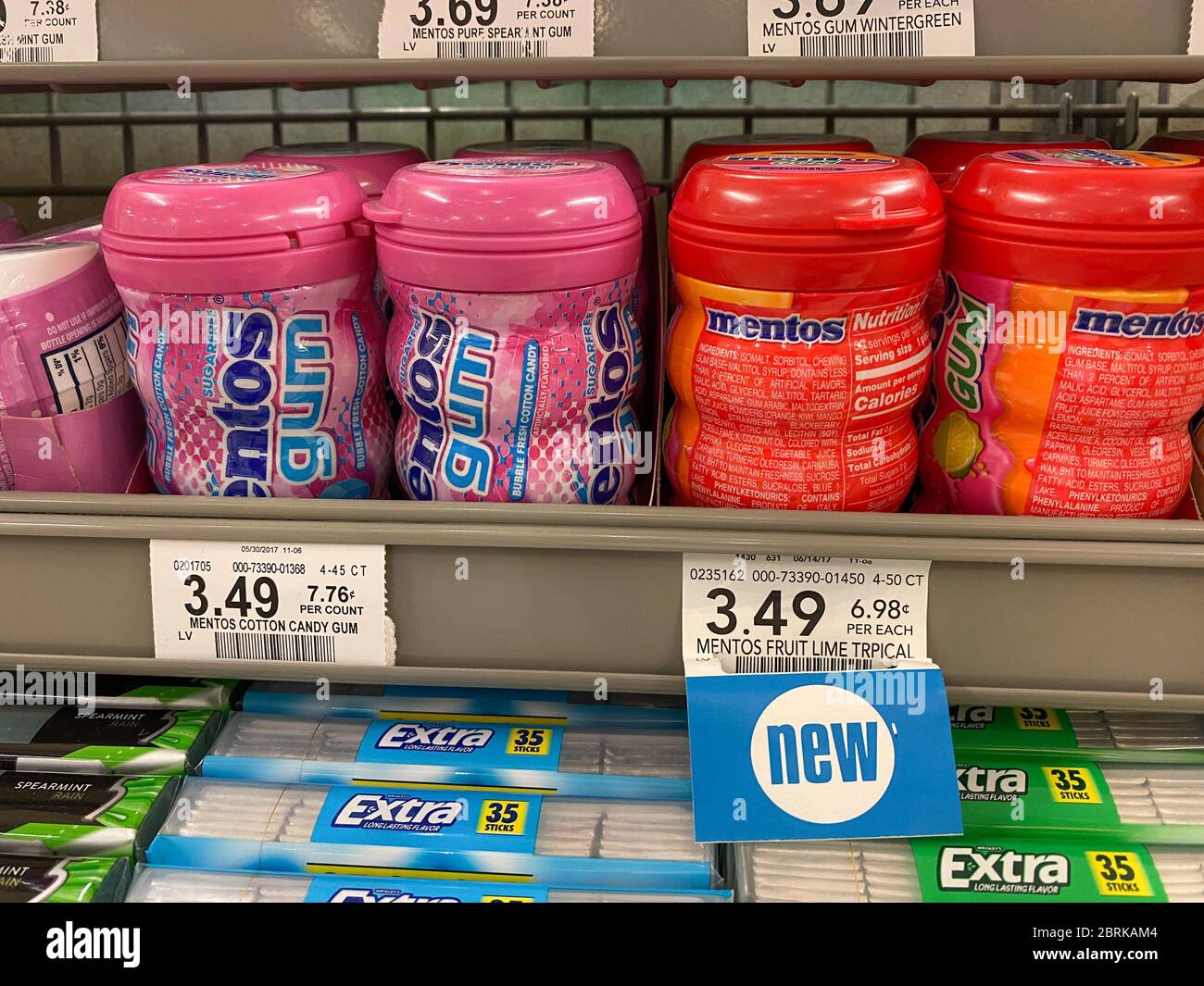 Orlando,FL/US-2/2/20: Containers of Mentos gum candy display at the ...