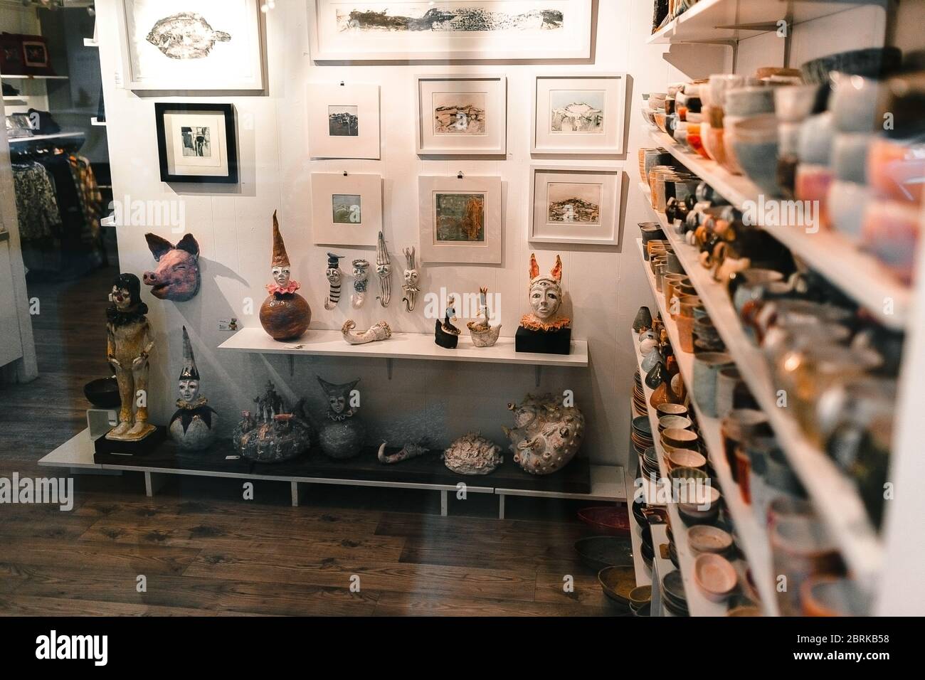 View of a souvenir art ctaft store window in old city iceland reykyavik ...