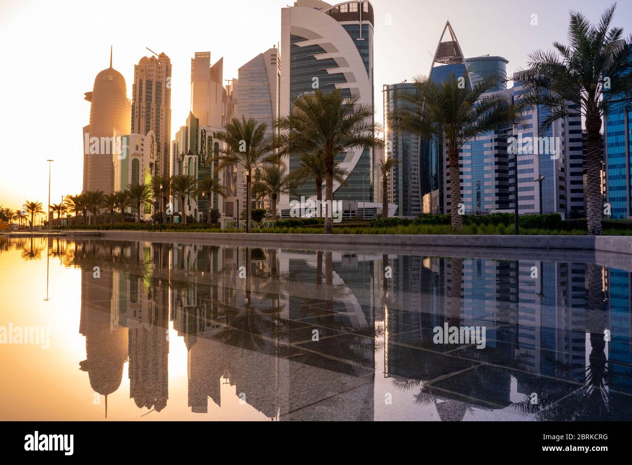 Doha, Qatar- 14 February 2019 : The beautiful skyline of the doha city ...