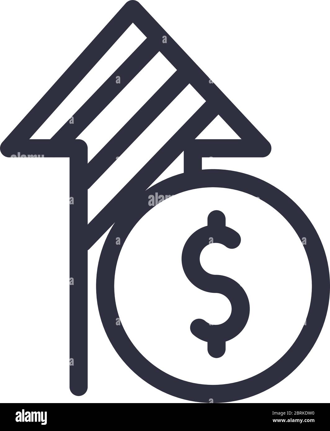 Coin with increase arrow line style icon design, Infographic data ...