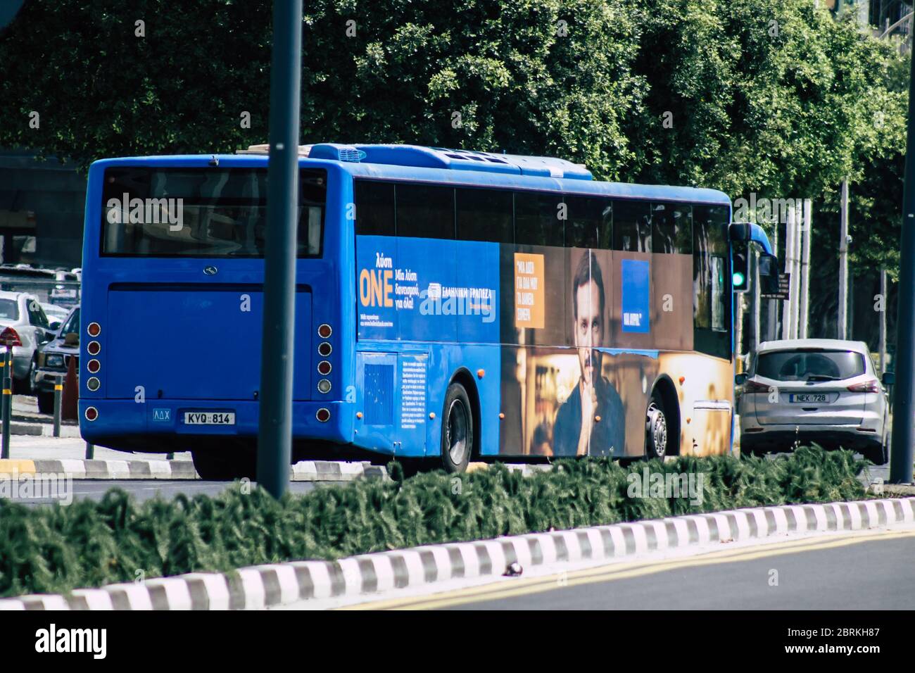 Limassol Cyprus May 21, 2020 View of a traditional Cypriot public bus ...