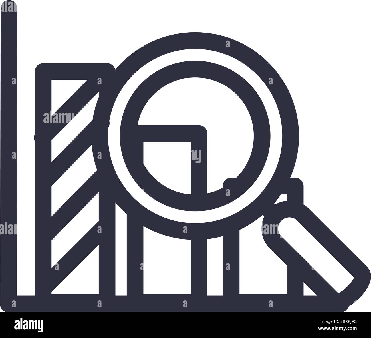 Infographic bar chart with lupe line style icon design, Data information business and analytics ...