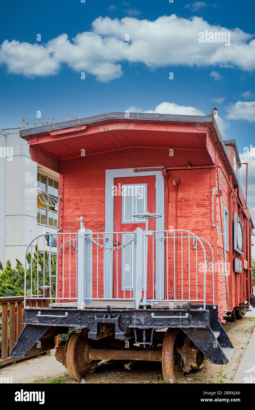 Red Wood Caboose Stock Photo - Alamy