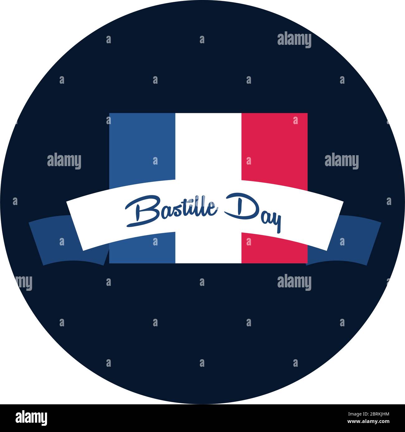 france flag with ribbon block and flat style icon design, Bastille day ...