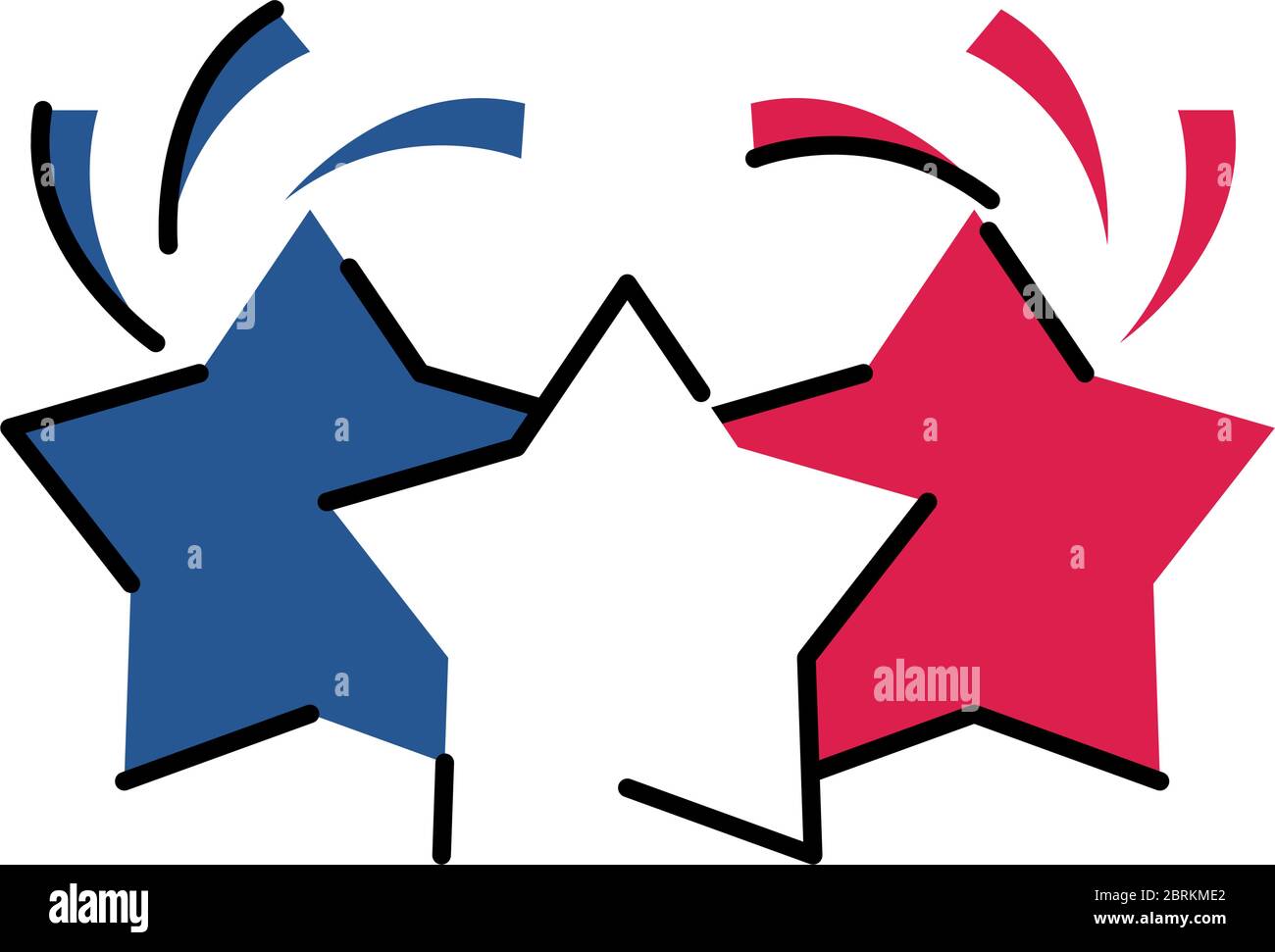 france stars line and fill style icon design, Bastille day and french ...