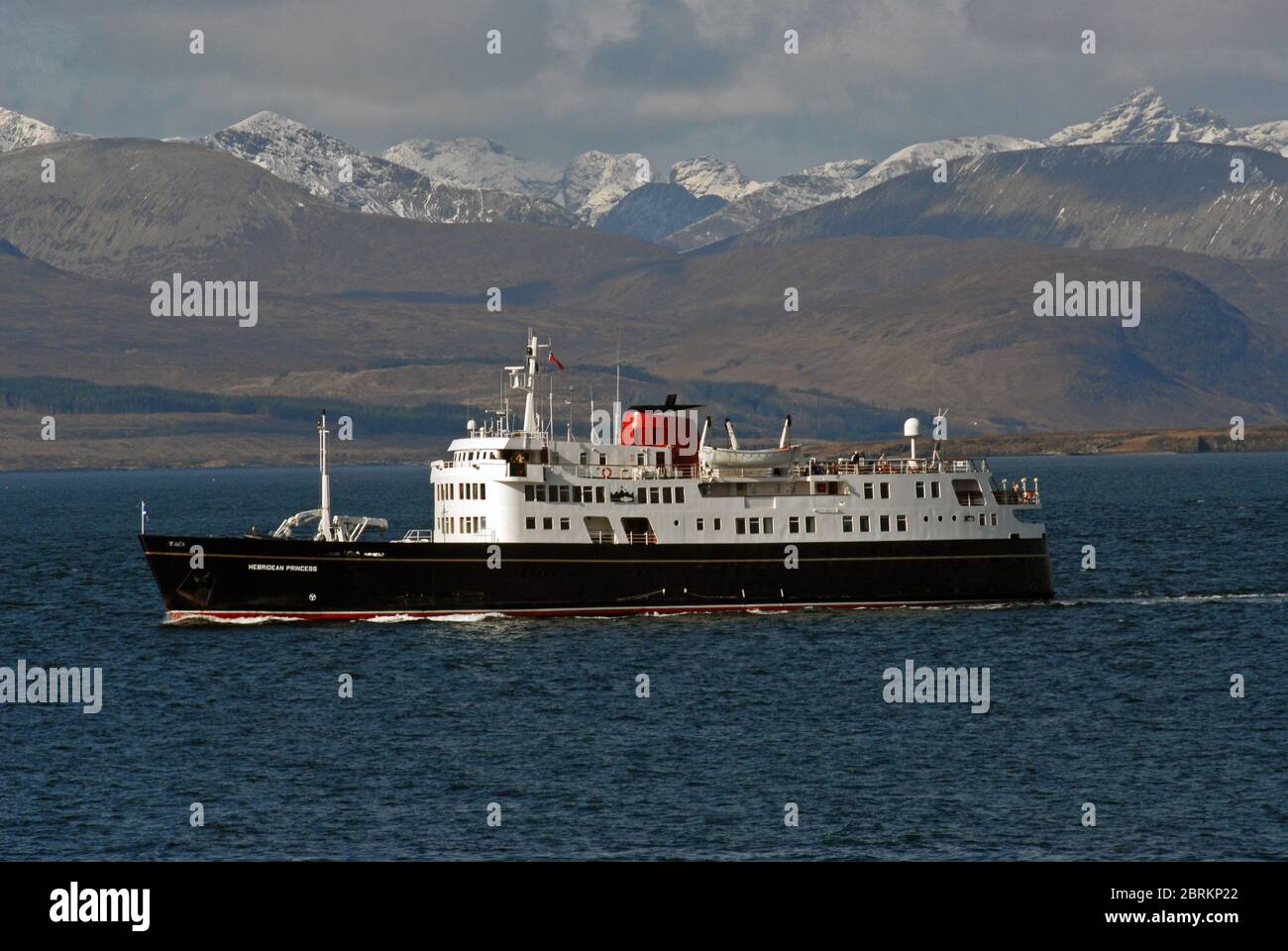 HEBRIDEAN PRINCESS cruising the INNER SOUND with the Red Cuillin Hills ...