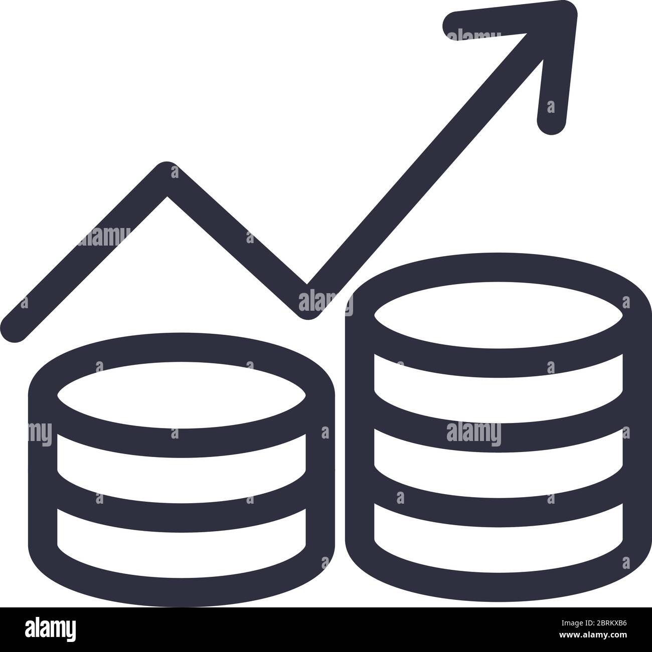 Coins with increase arrow line style icon design, Infographic data ...