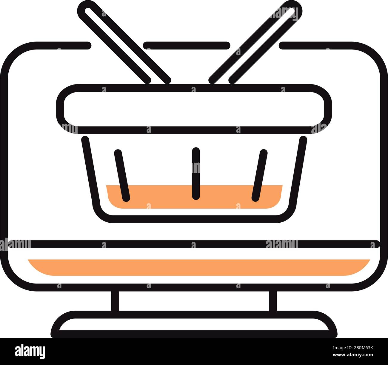 basket inside computer line style icon design of Shopping commerce and ...