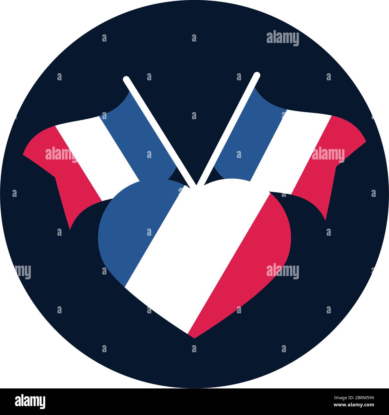 france flags and heart block and flat style icon design, Bastille day ...