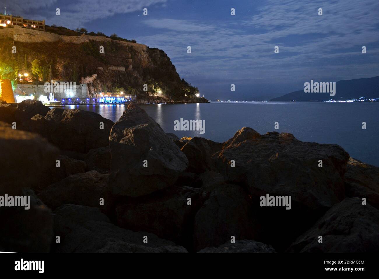 View of Argolic Gulf and Acronauplia walls in Nafplio Stock Photo - Alamy