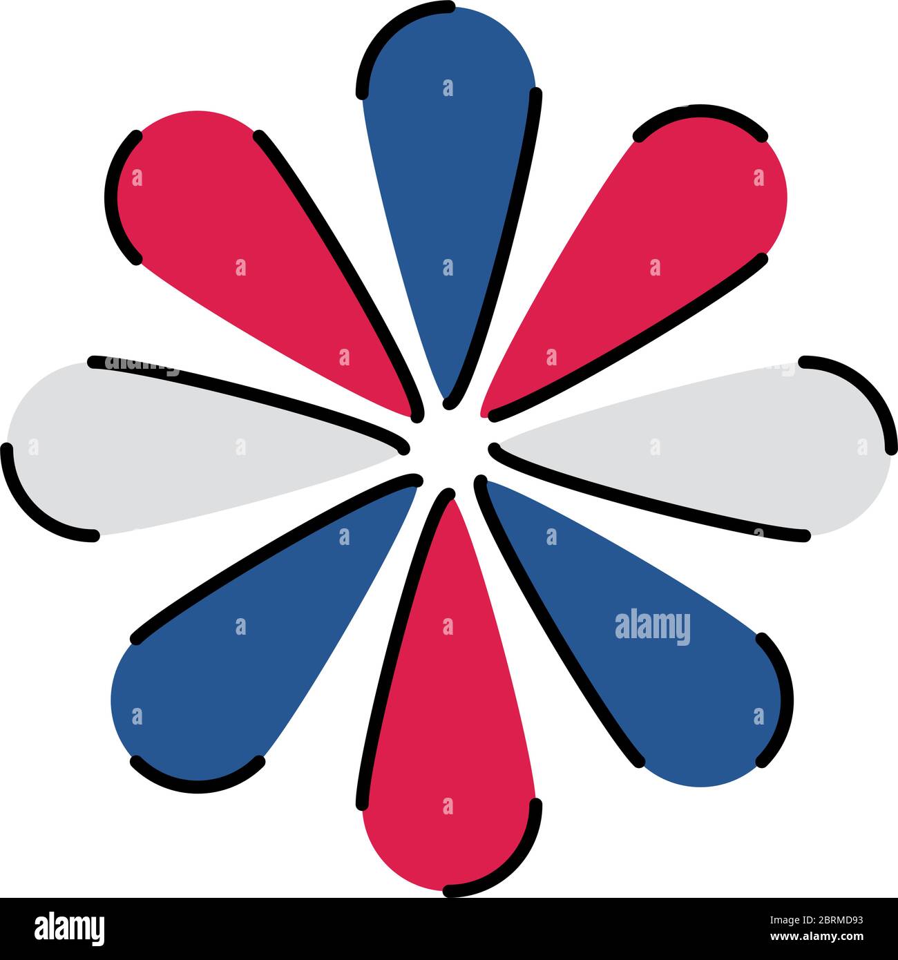 france flower line and fill style icon design, Bastille day and french ...