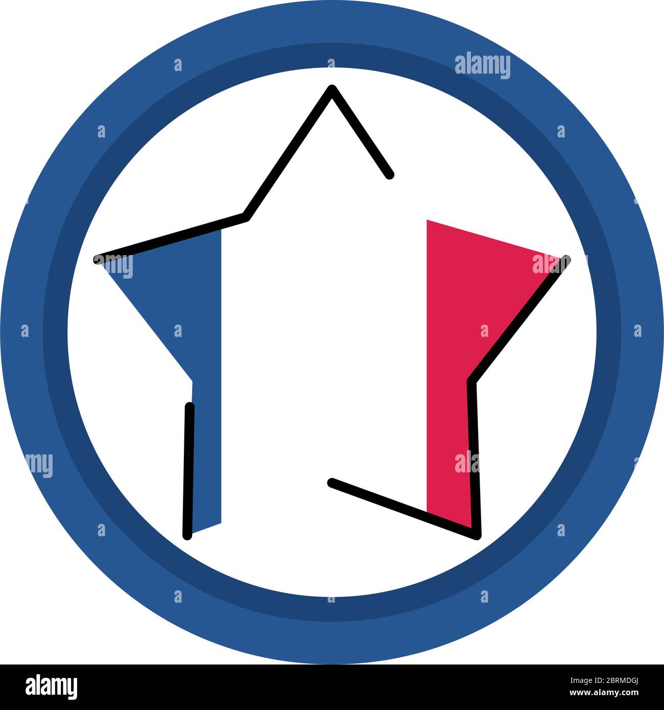 france star inside seal stamp line and fill style icon design, Bastille ...