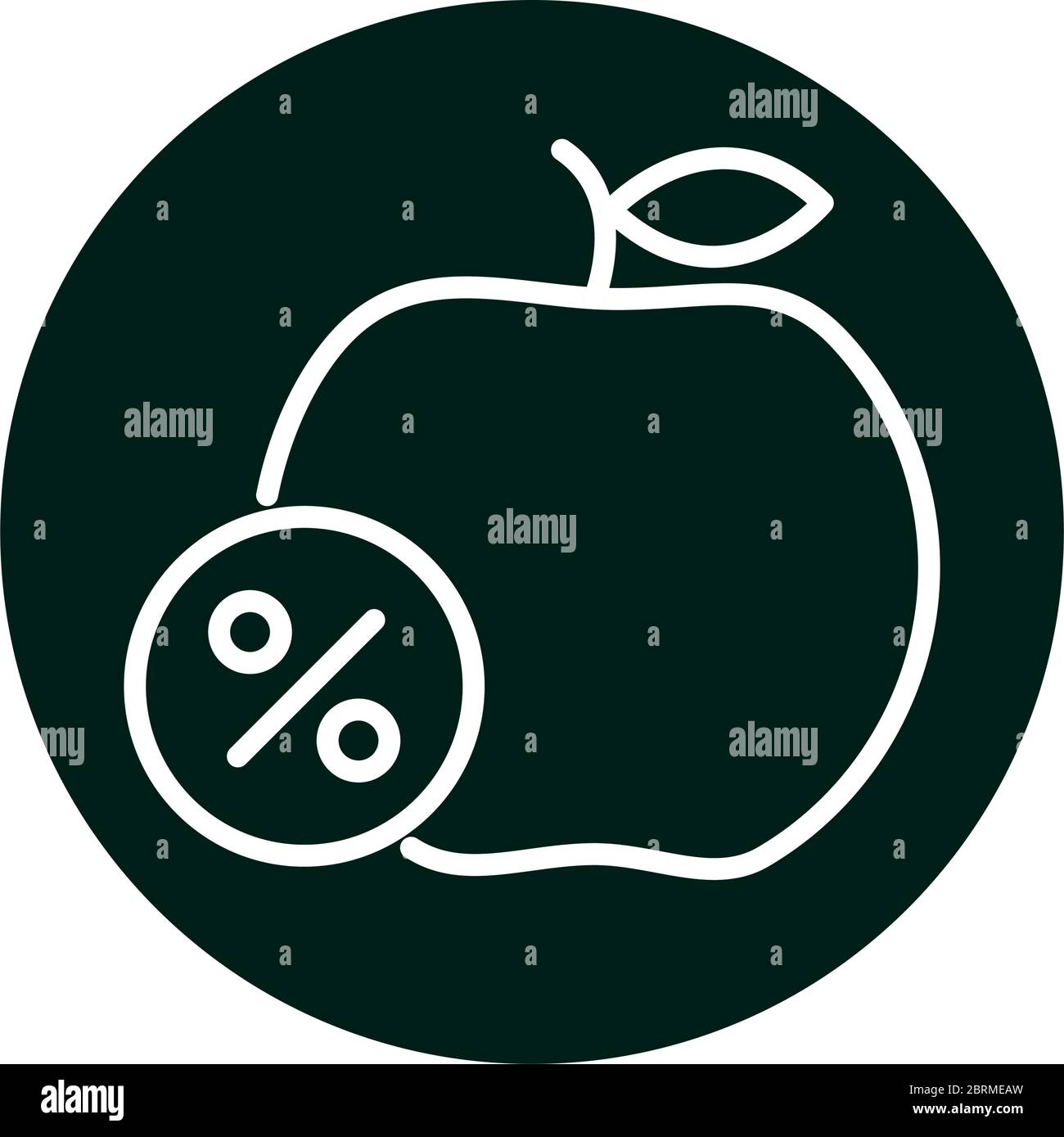 apple with sale percentage label block and line style icon design of ...