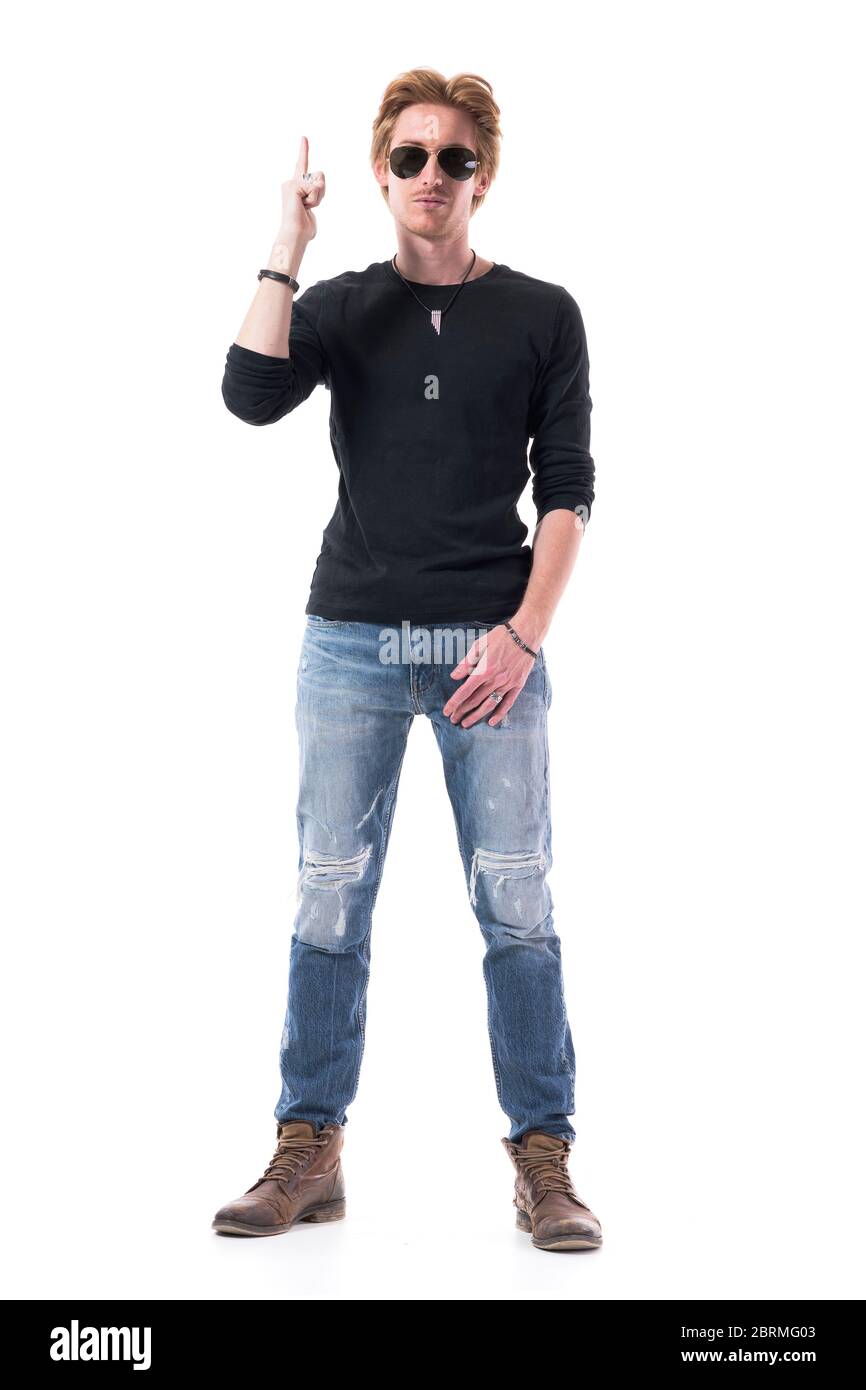 Young redhead man pointing Cut Out Stock Images & Pictures - Alamy