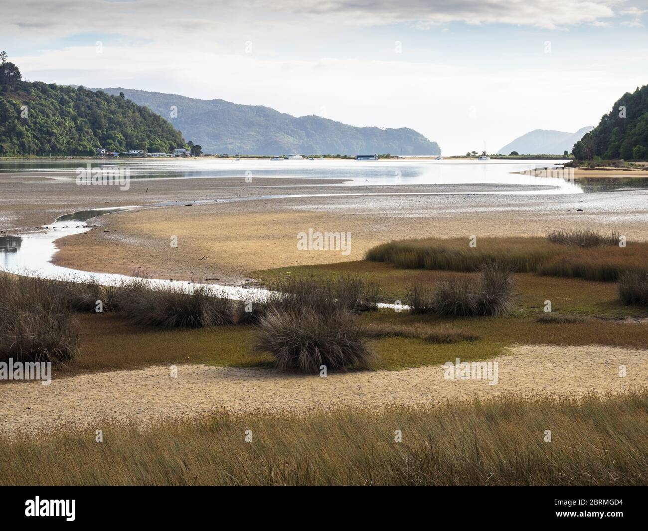 Tidal inlet near Marahau, start of the Abel Tasman Great Walk, South ...