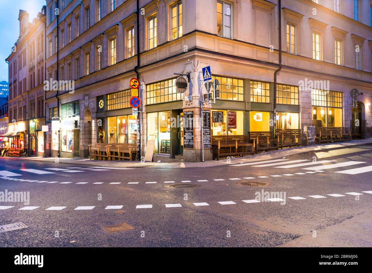 Restaurants and bars at Slussen at night empty Stock Photo - Alamy