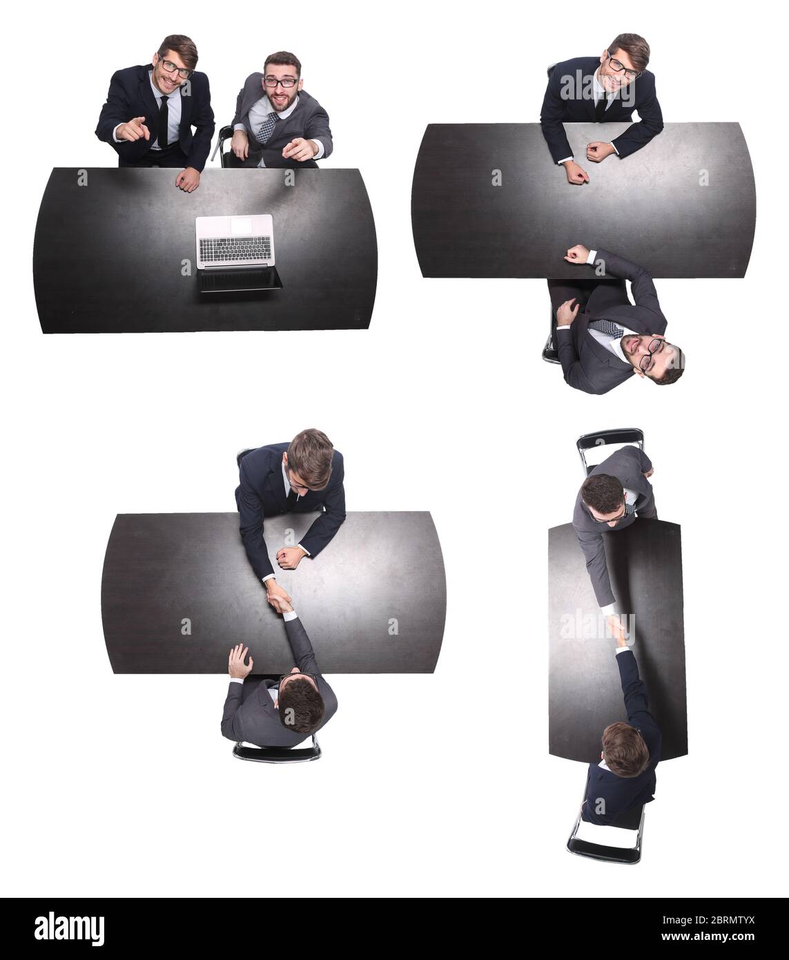 top view. two business people sitting at the Desk Stock Photo - Alamy