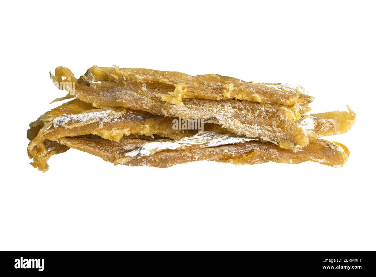 Dried tuna fillet isolated on white background. Snack on fish with beer ...