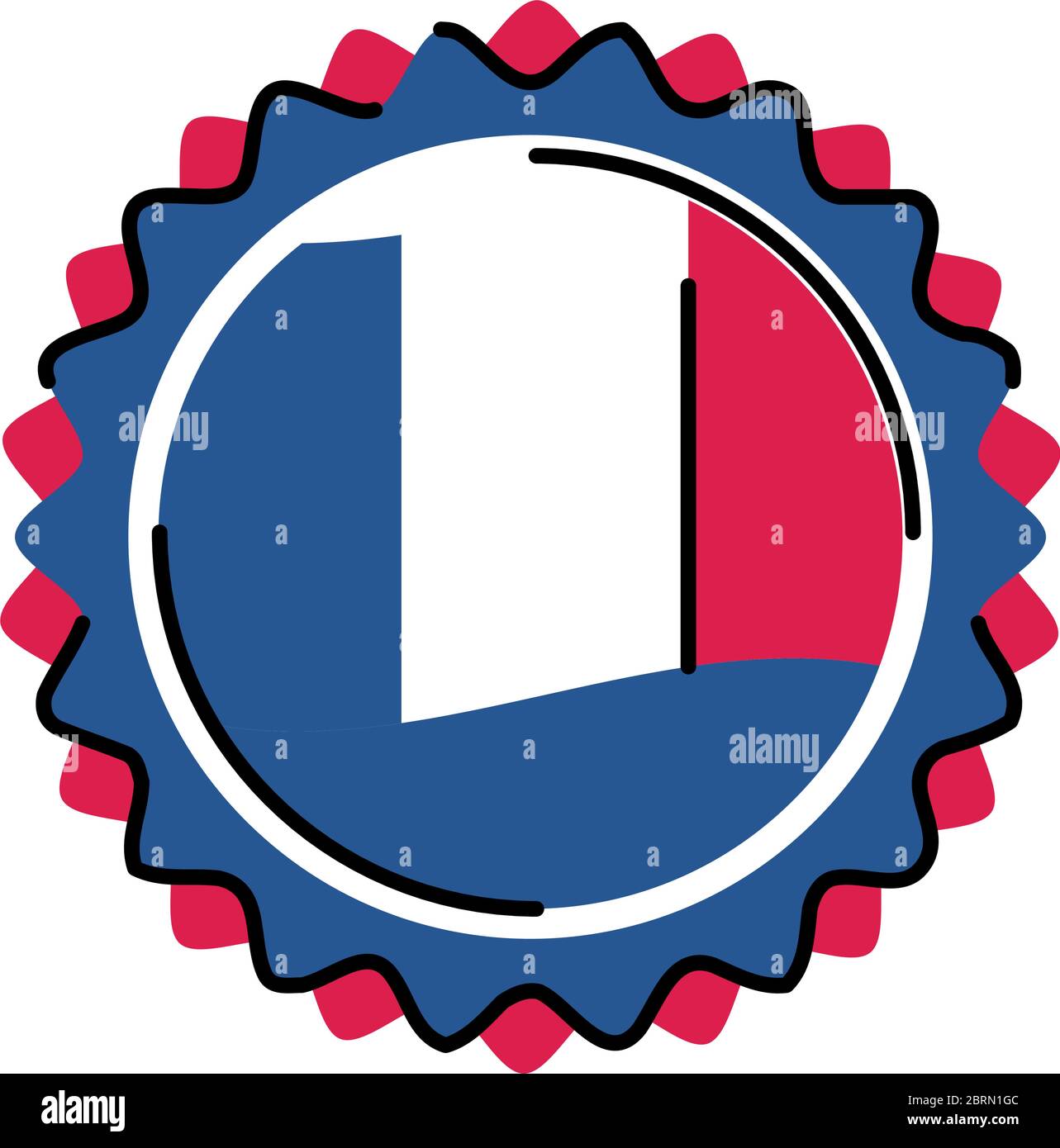france seal stamp line and fill style icon design, Bastille day and ...