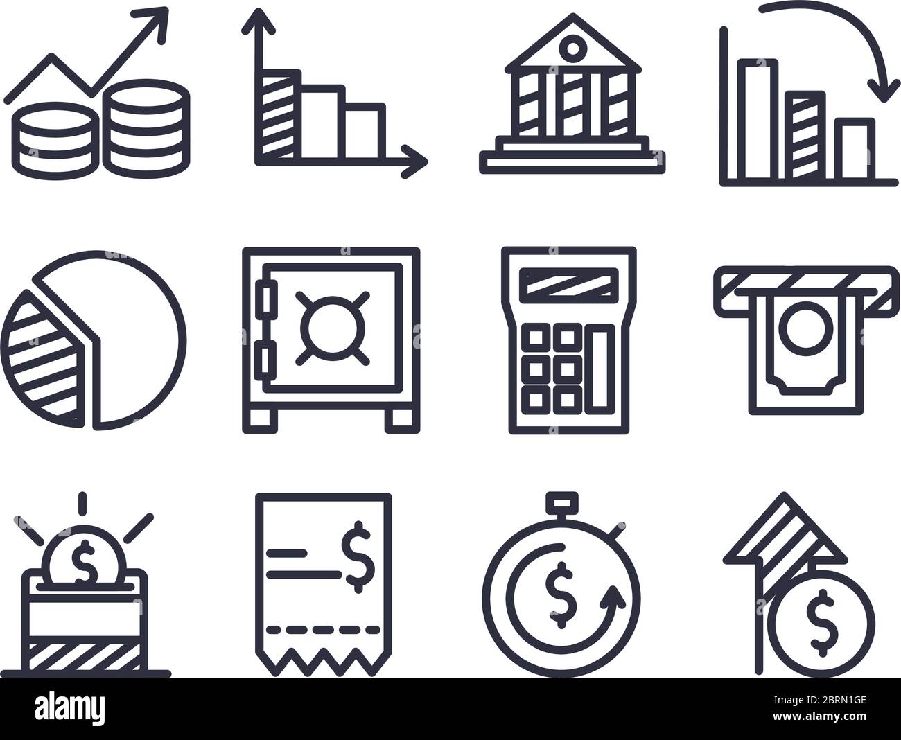 line style icon set design, economy finance and money theme Vector ...