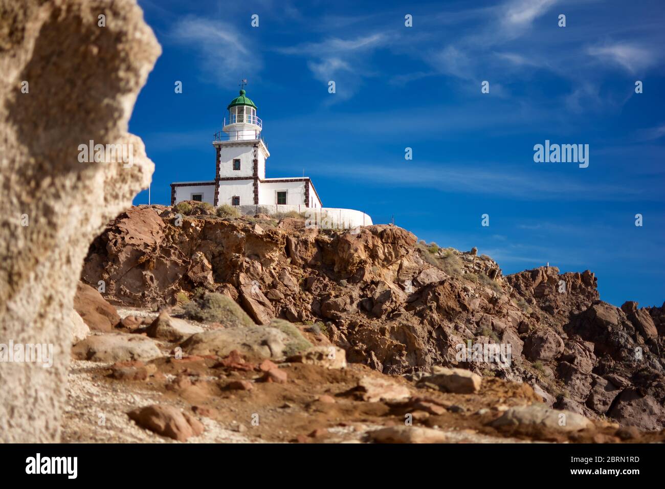 19th-century lighthouse - Akrotiri Lighthouse - on rocky hill on ...
