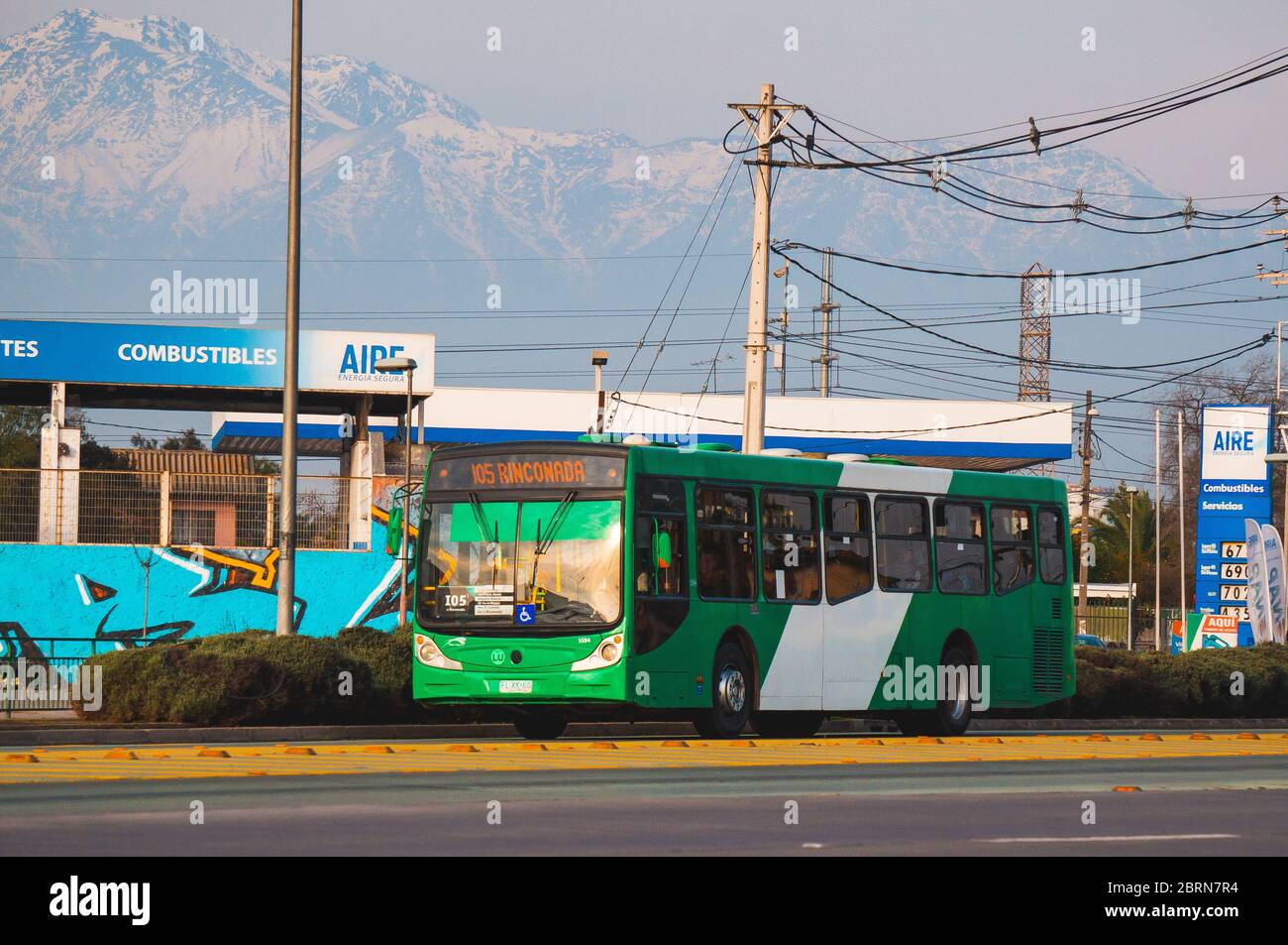Santiago, Chile - July 2016: A public transport bus in Santiago Stock ...