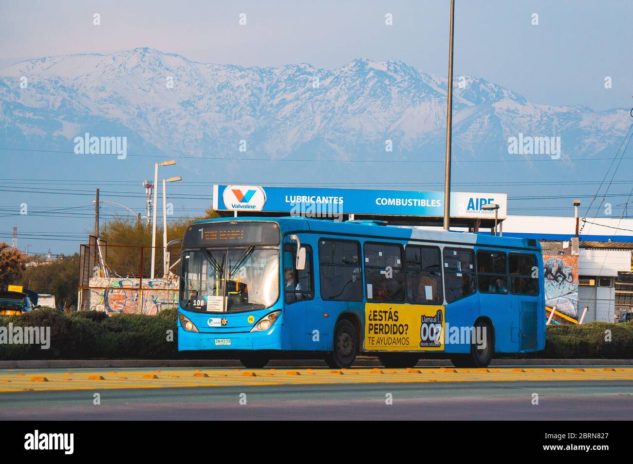 Santiago, Chile - July 2016: A public transport bus in Santiago Stock ...