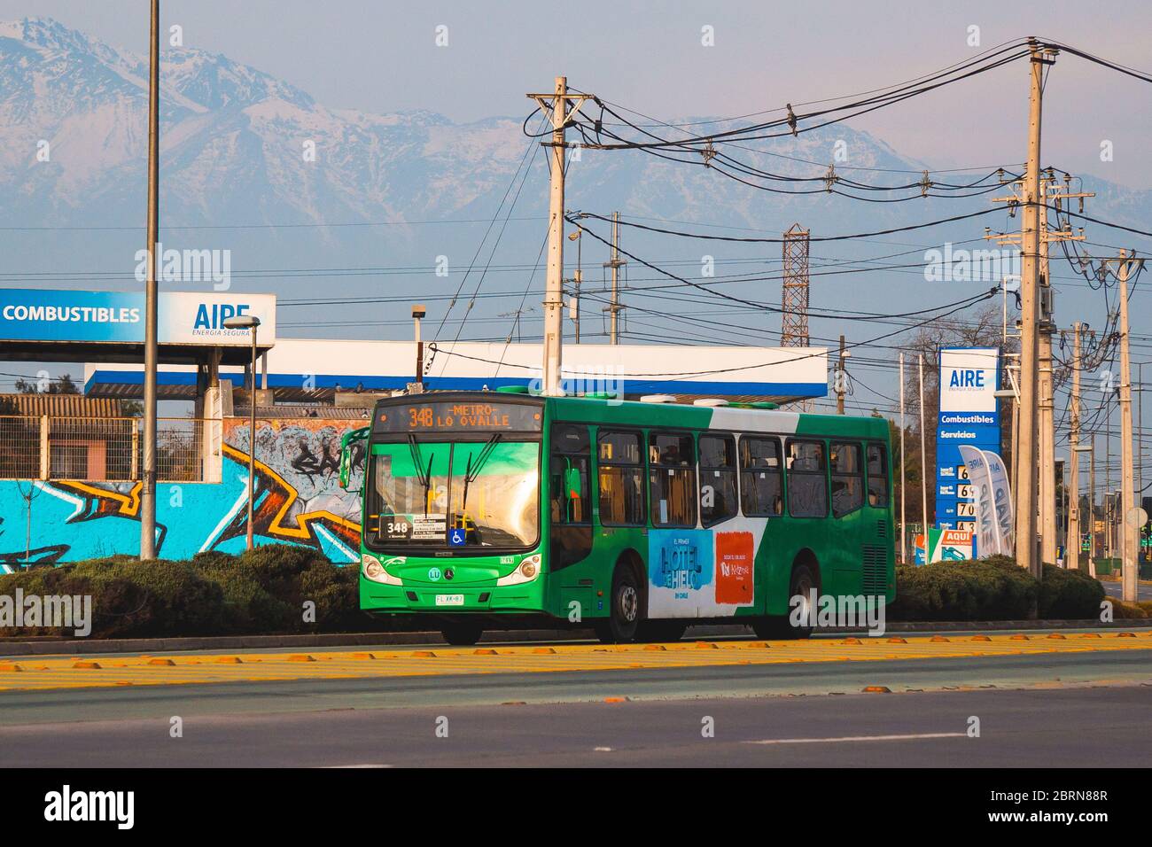 Santiago, Chile - July 2016: A public transport bus in Santiago Stock ...
