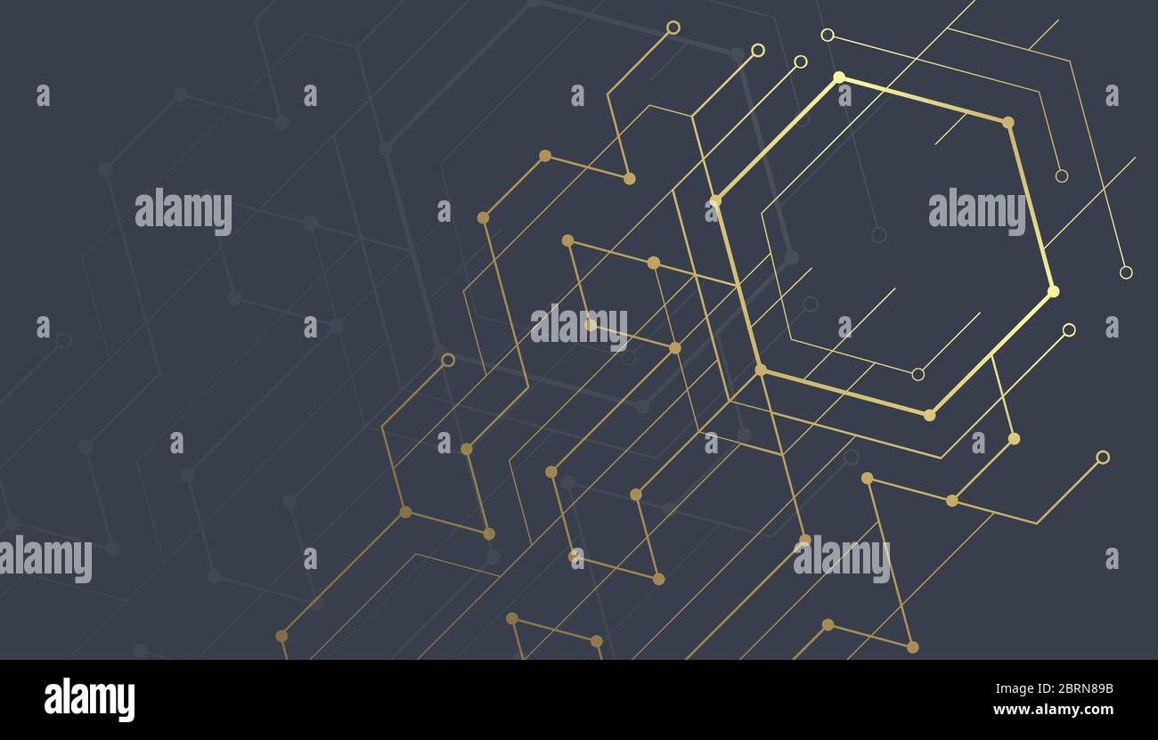 Abstract lines and dots connect background. Technology connection digital data and big data ...