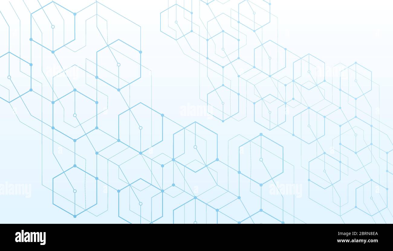 Abstract lines and dots connect on white background. Technology ...