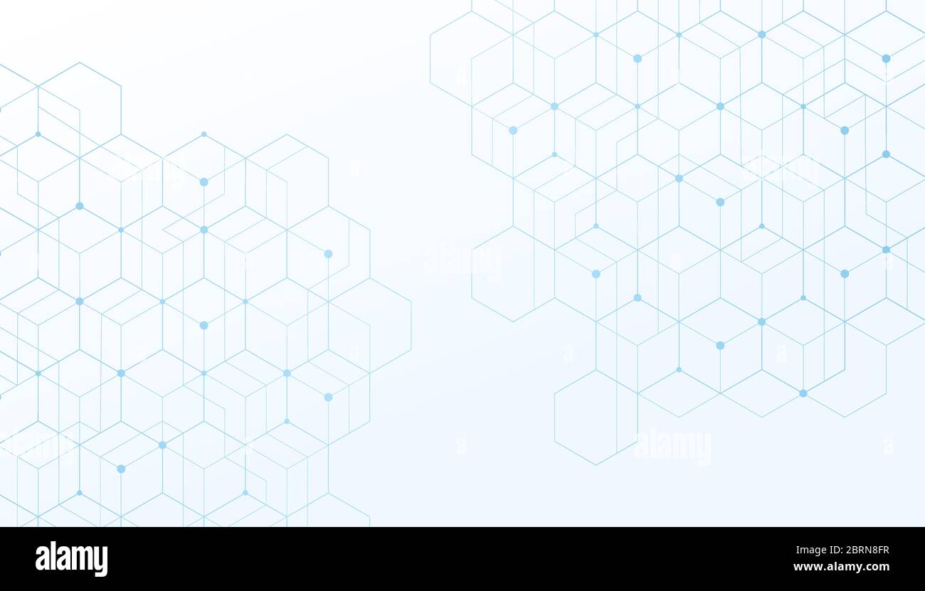 Abstract lines and dots connect on white background. Technology ...