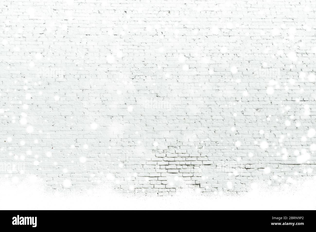 white brick wall background with snowy,Ready for product display ...