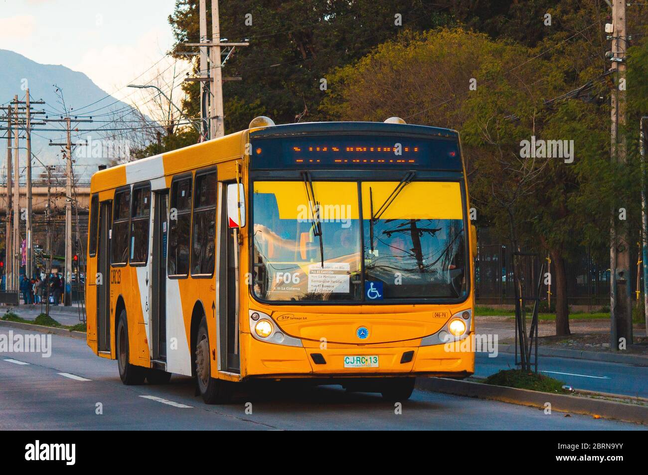 Santiago, Chile - July 2016: A public transport bus in Santiago Stock ...