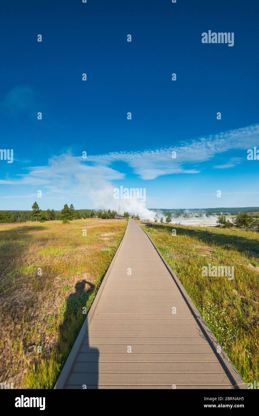 path way in geyser area, in Yellowstone National park,Wy,usa Stock ...
