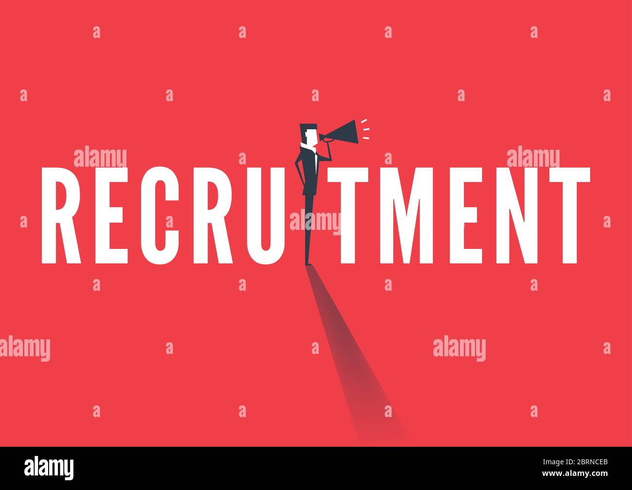 Recruitment text with businessman holding megaphone Stock Vector Image ...