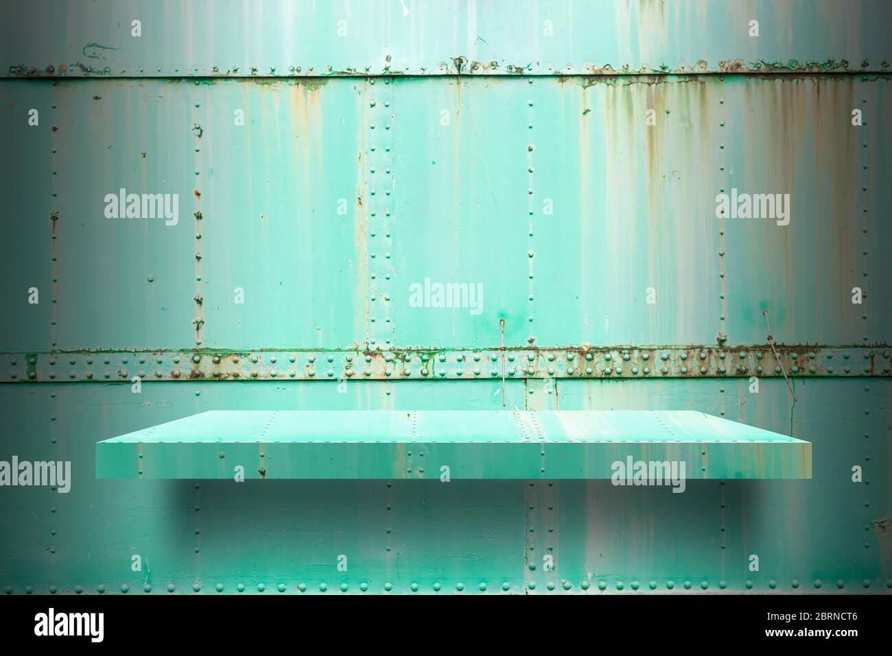 empty metal shelves top Ready for product display montage; metal ...