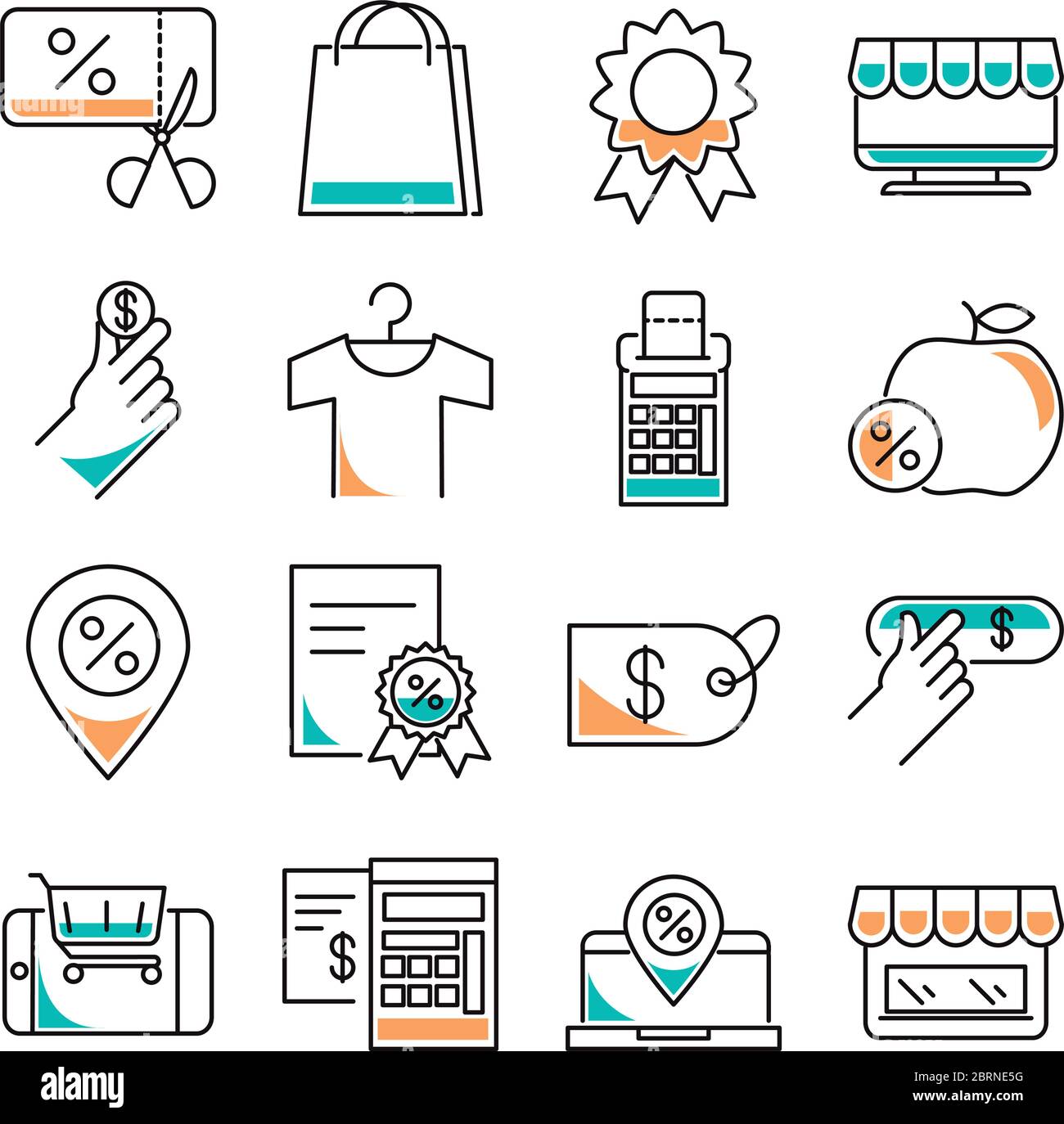 line style icon set design of Shopping commerce and market theme Vector ...