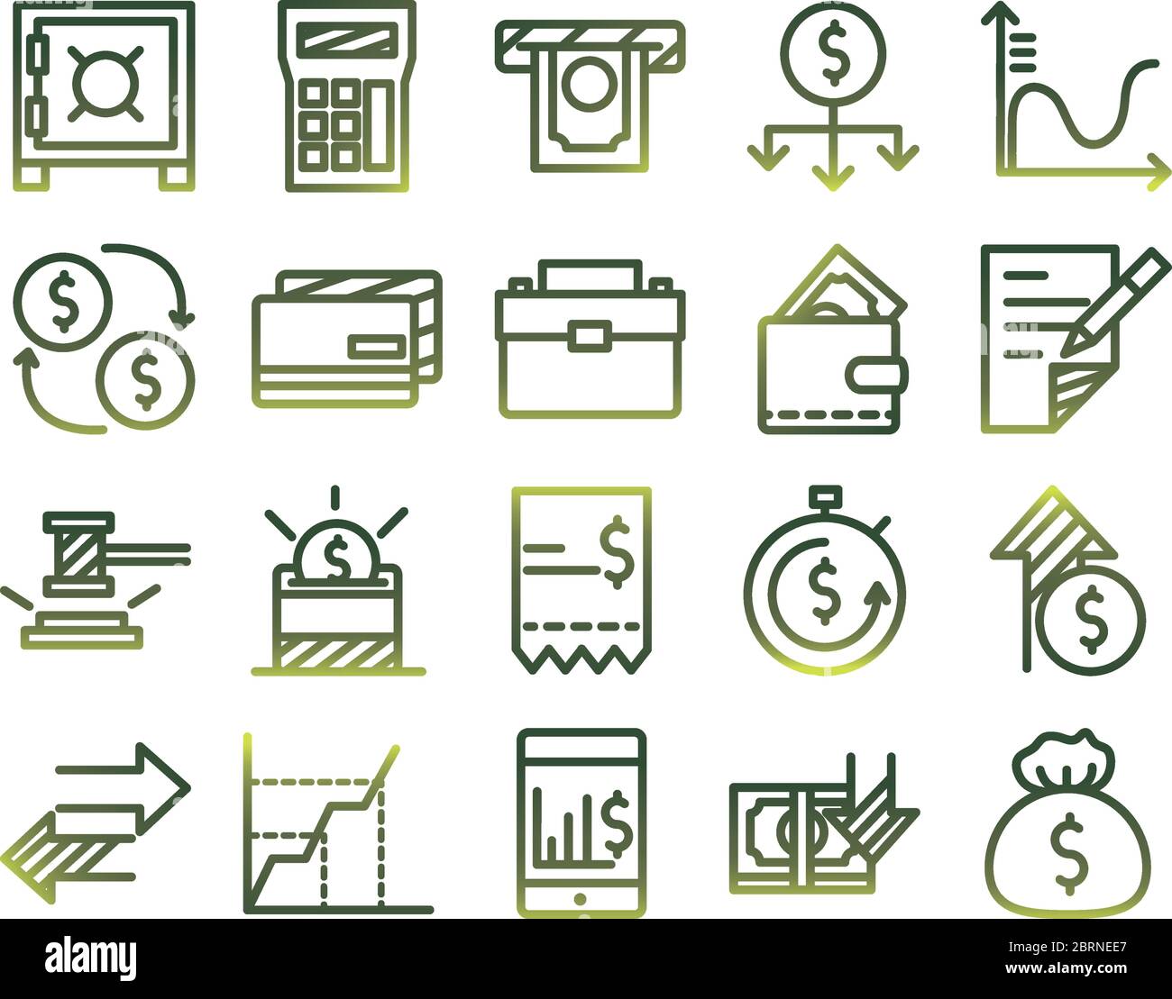 gradient style icon set design, economy finance and money theme Vector ...