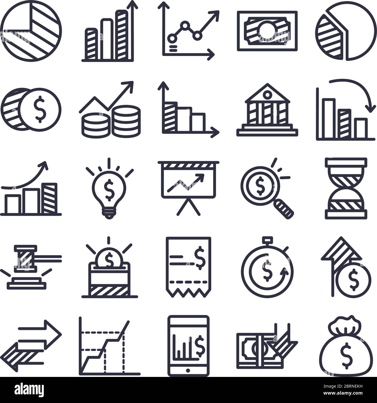 line style icon set design, economy finance and money theme Vector ...