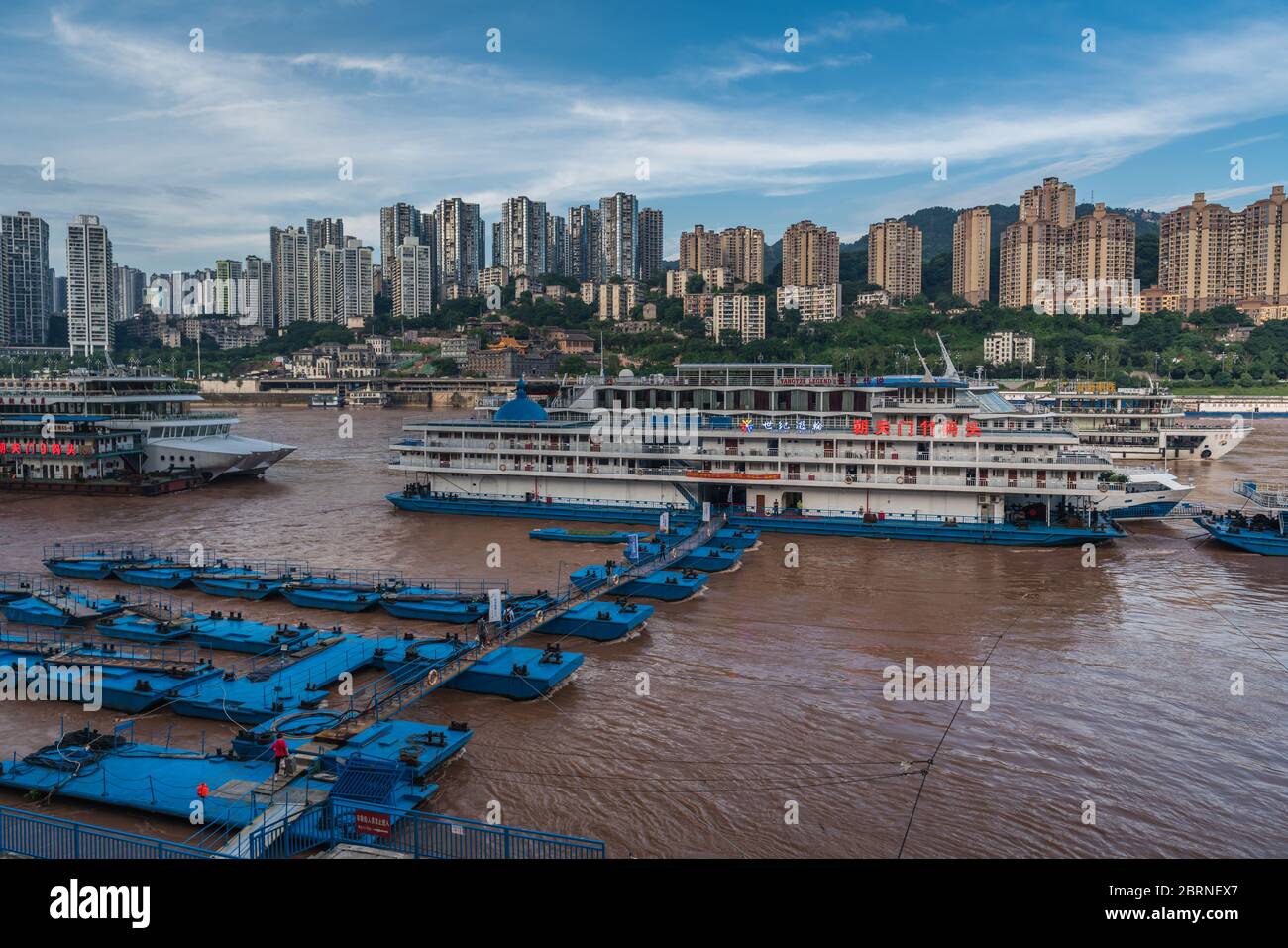 Chongqing, China - August 2019 : Luxury passengers cruise ships ready ...