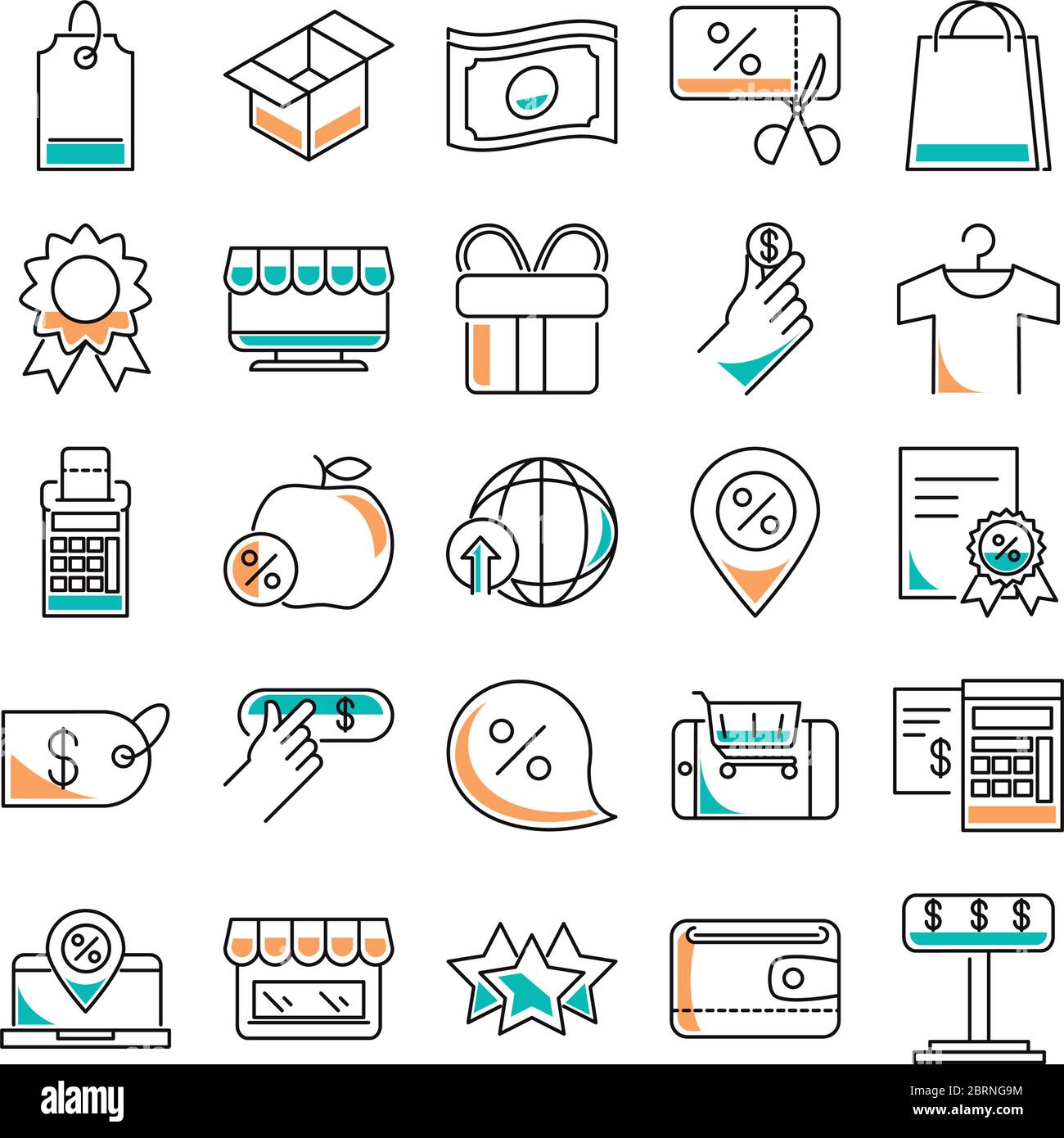 line style icon set design of Shopping commerce and market theme Vector ...