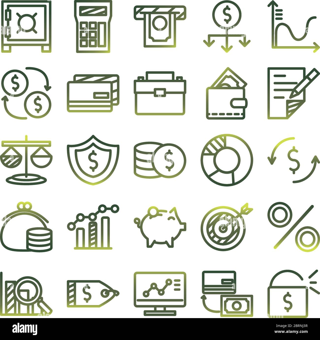 gradient style icon set design, economy finance and money theme Vector ...