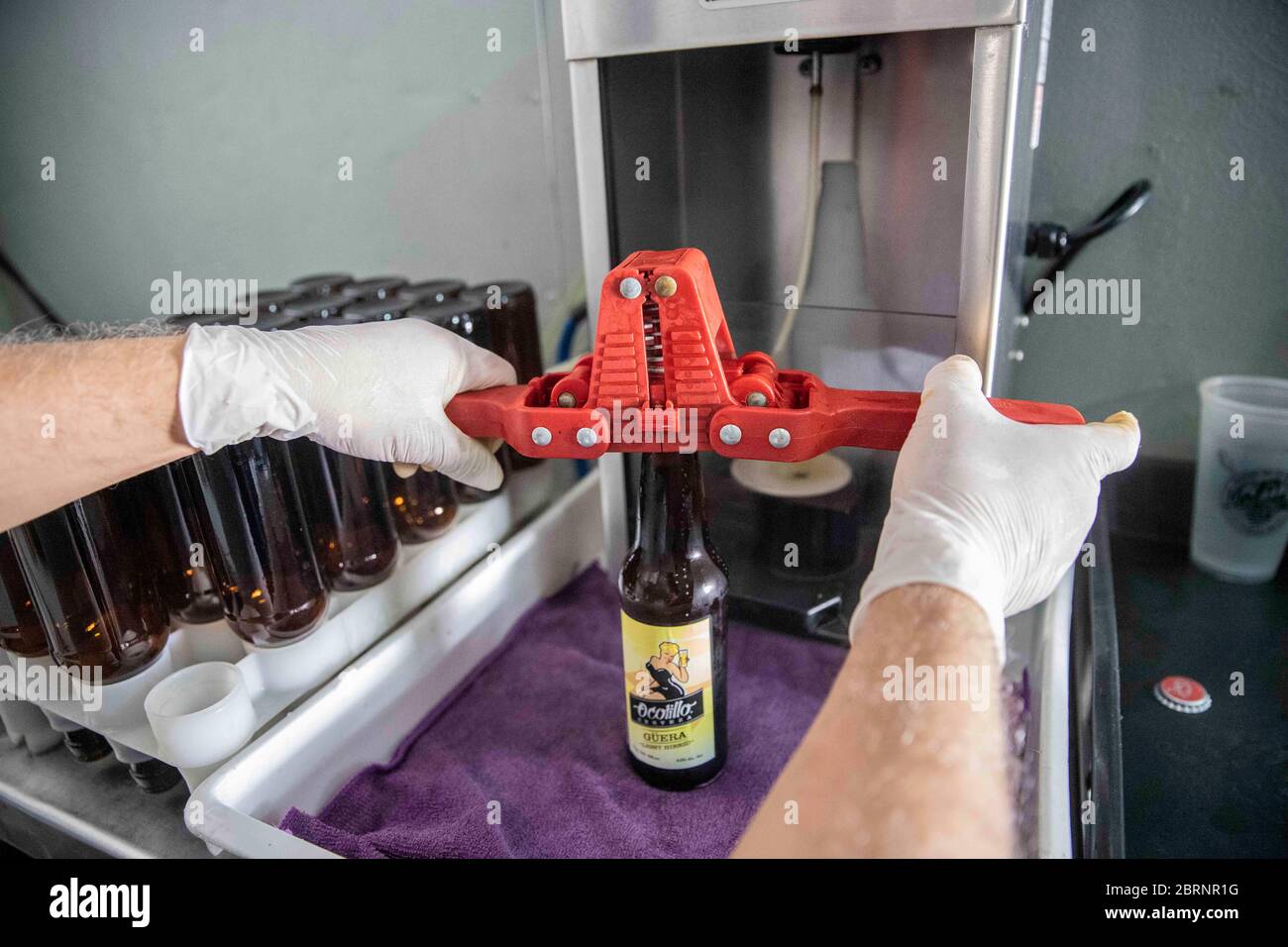 HERMOSILLO, MEXICO - MAY 15: Detail of filling, packaging and placement ...
