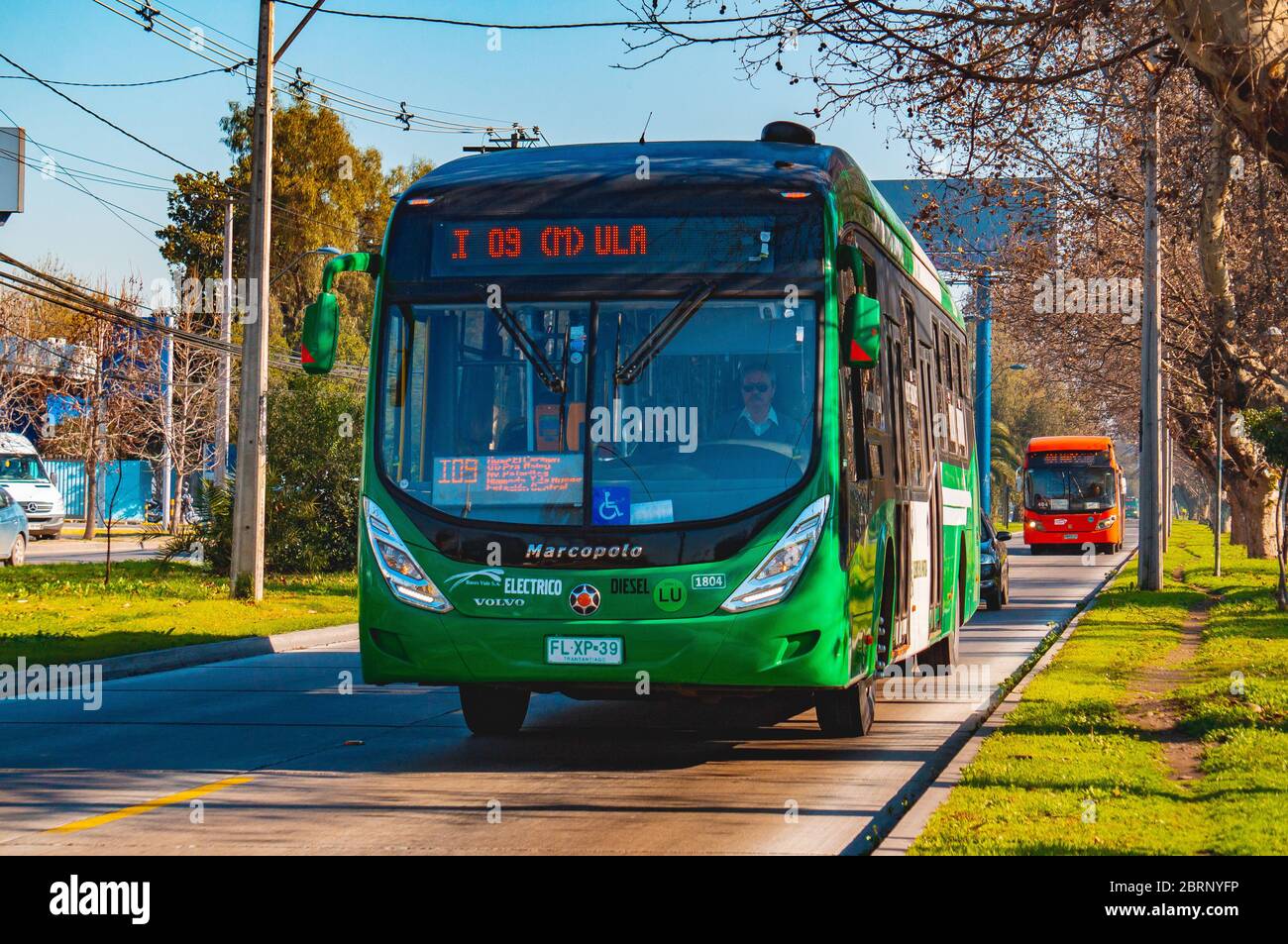 Santiago, Chile - July 2016: A public transport bus in Santiago Stock ...