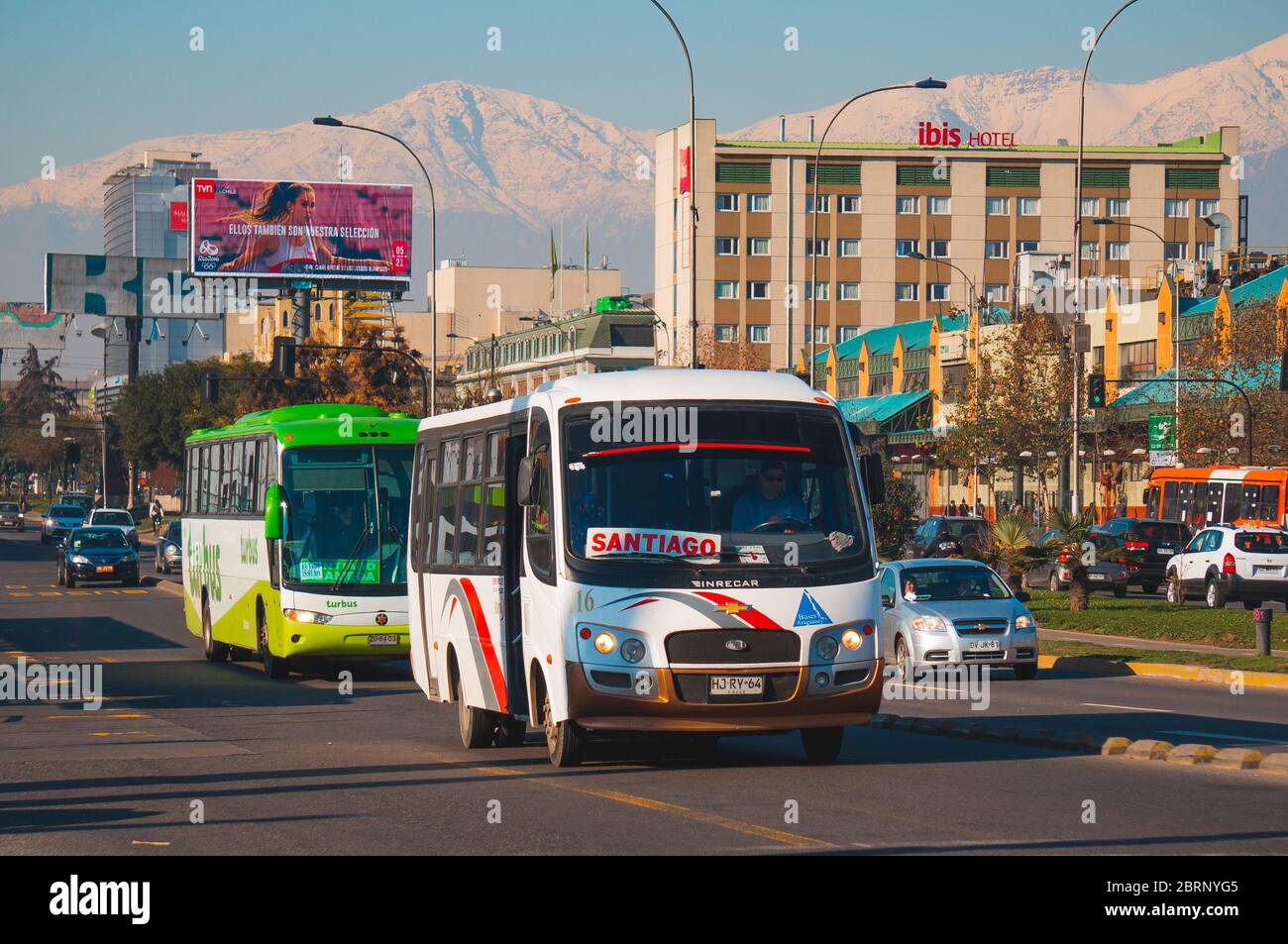 Santiago, Chile - July 2016: A public transport bus in Santiago Stock ...