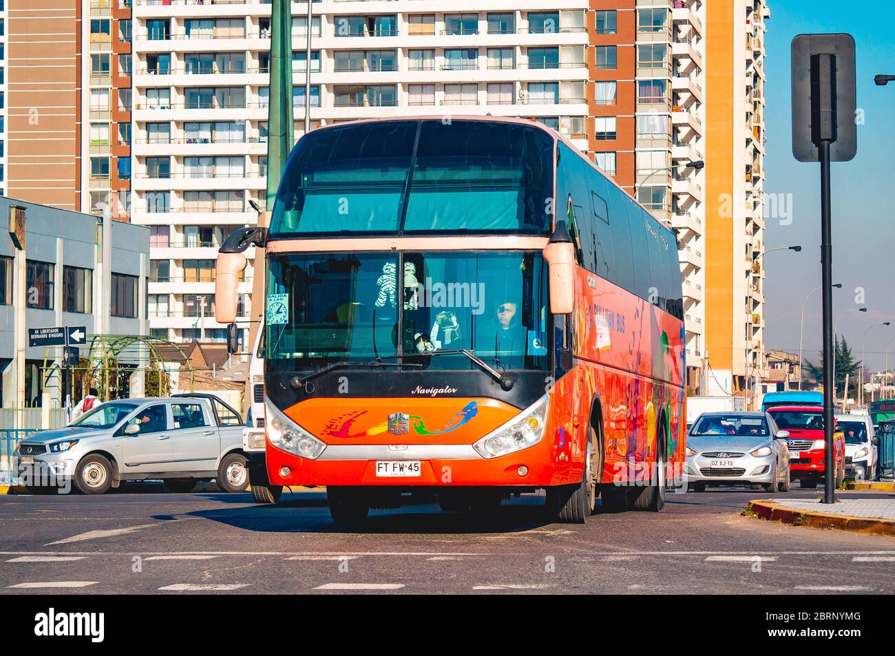 Santiago, Chile - July 2016: A public transport bus in Santiago Stock ...