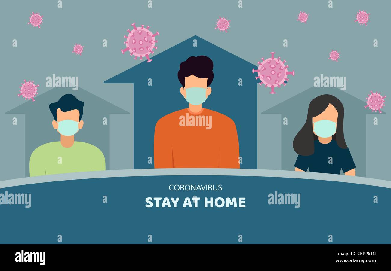 People wearing mask Stay at home awareness social media coronavirus ...