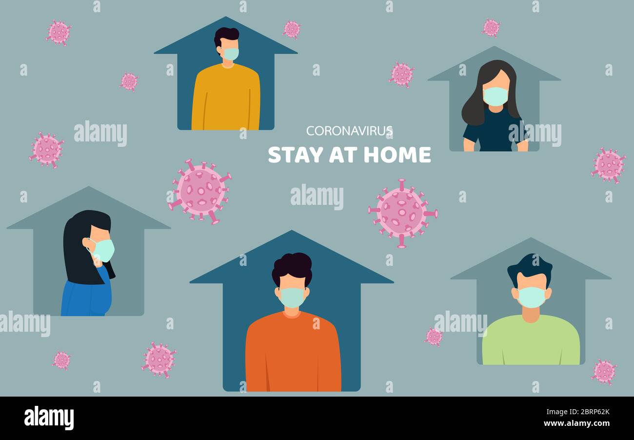 People wearing mask Stay at home awareness social media coronavirus ...