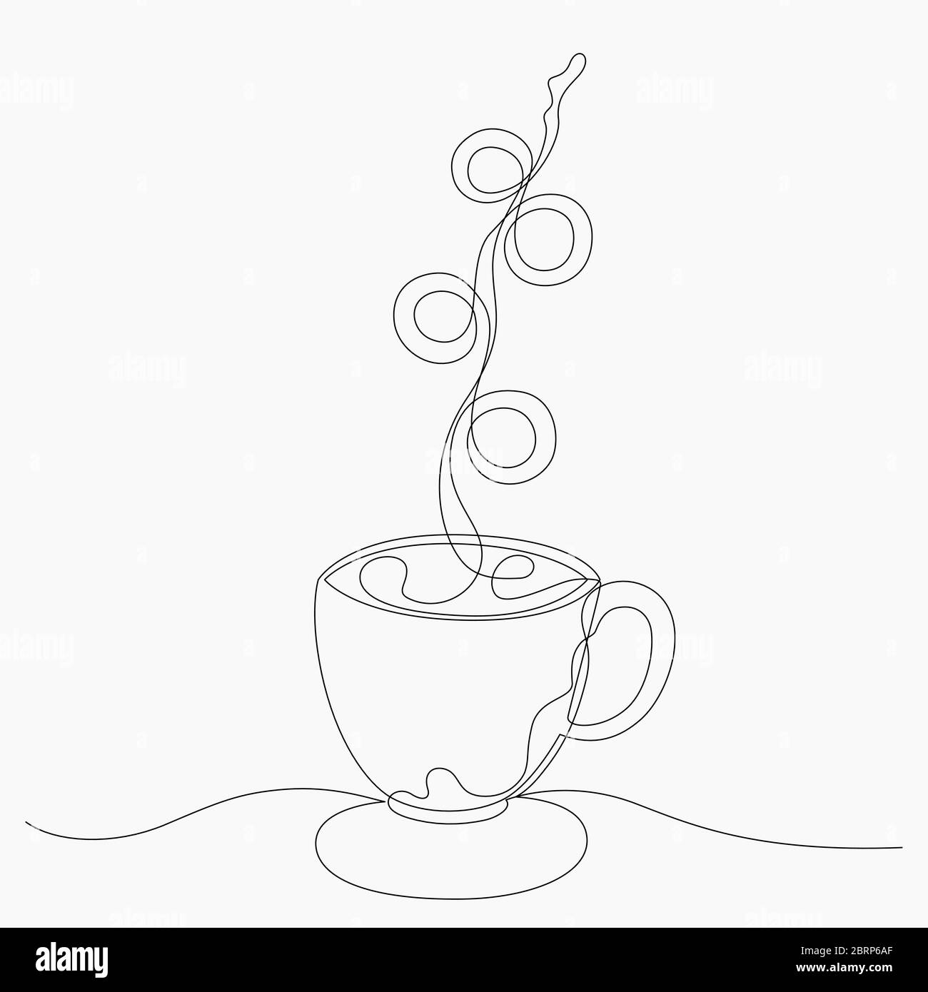 Teacup or coffee cup continuous one line. Hot drink coffee or tea with ...