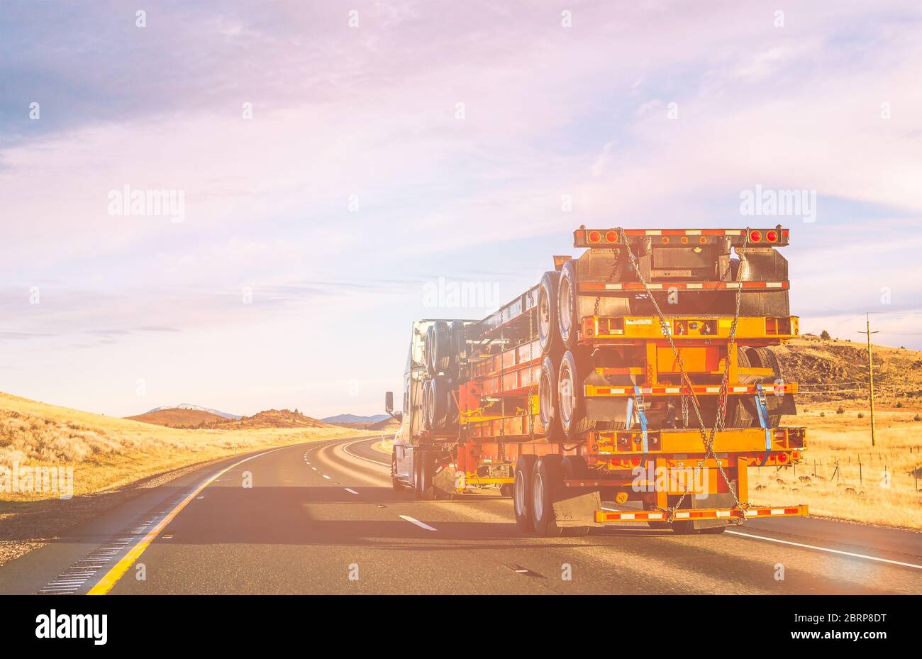 Semi truck in landscape sunset hi-res stock photography and images - Alamy